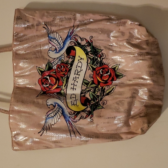 Ed Hardy | Bags | Ed Hardy Roses And Doves Tattoo Purse Tote | Poshmark